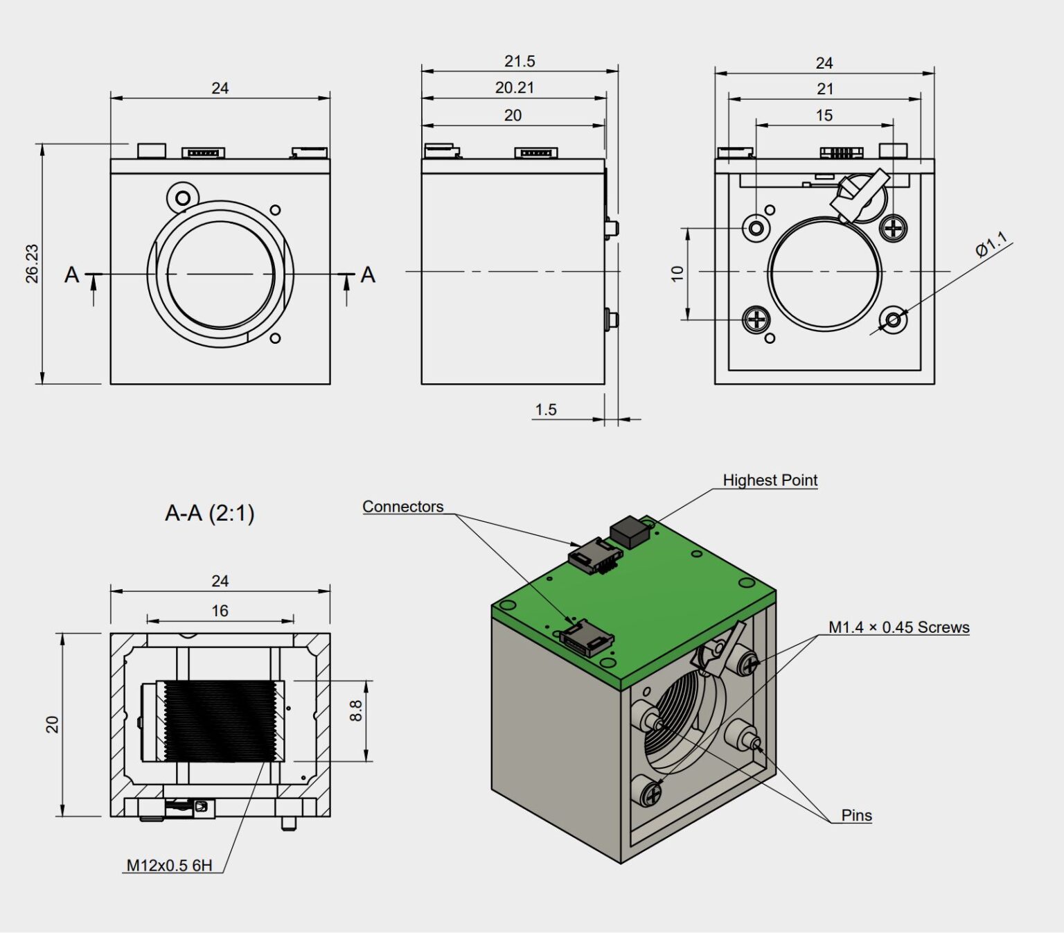 Piezo Autofocus Module Ultrahigh Precision for M12 Lenses (PZM-M12-06 ...